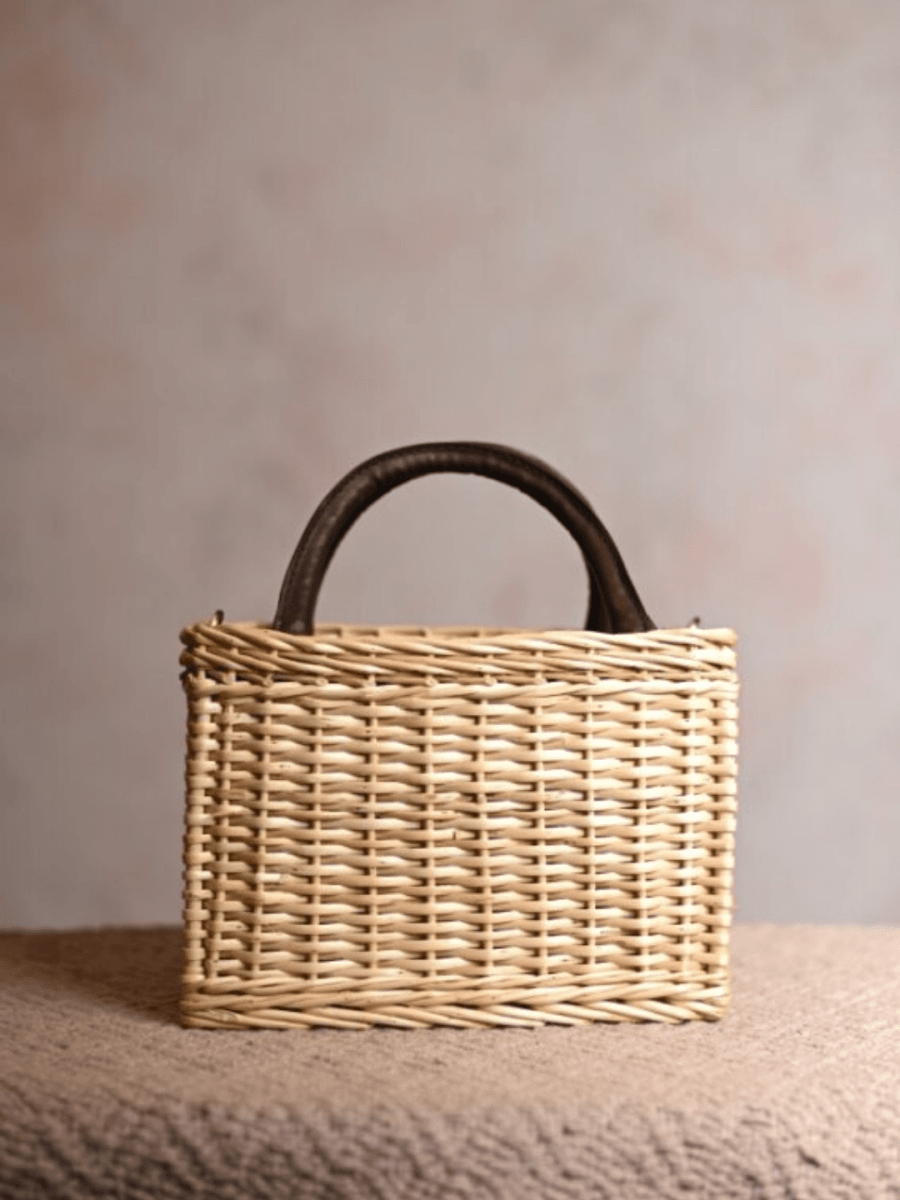 Handmade Wicker City Bag - Natural
